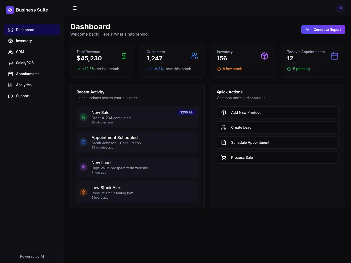 Business Suite – The Midnight Luxe All-in-One AI-Powered Business Platform