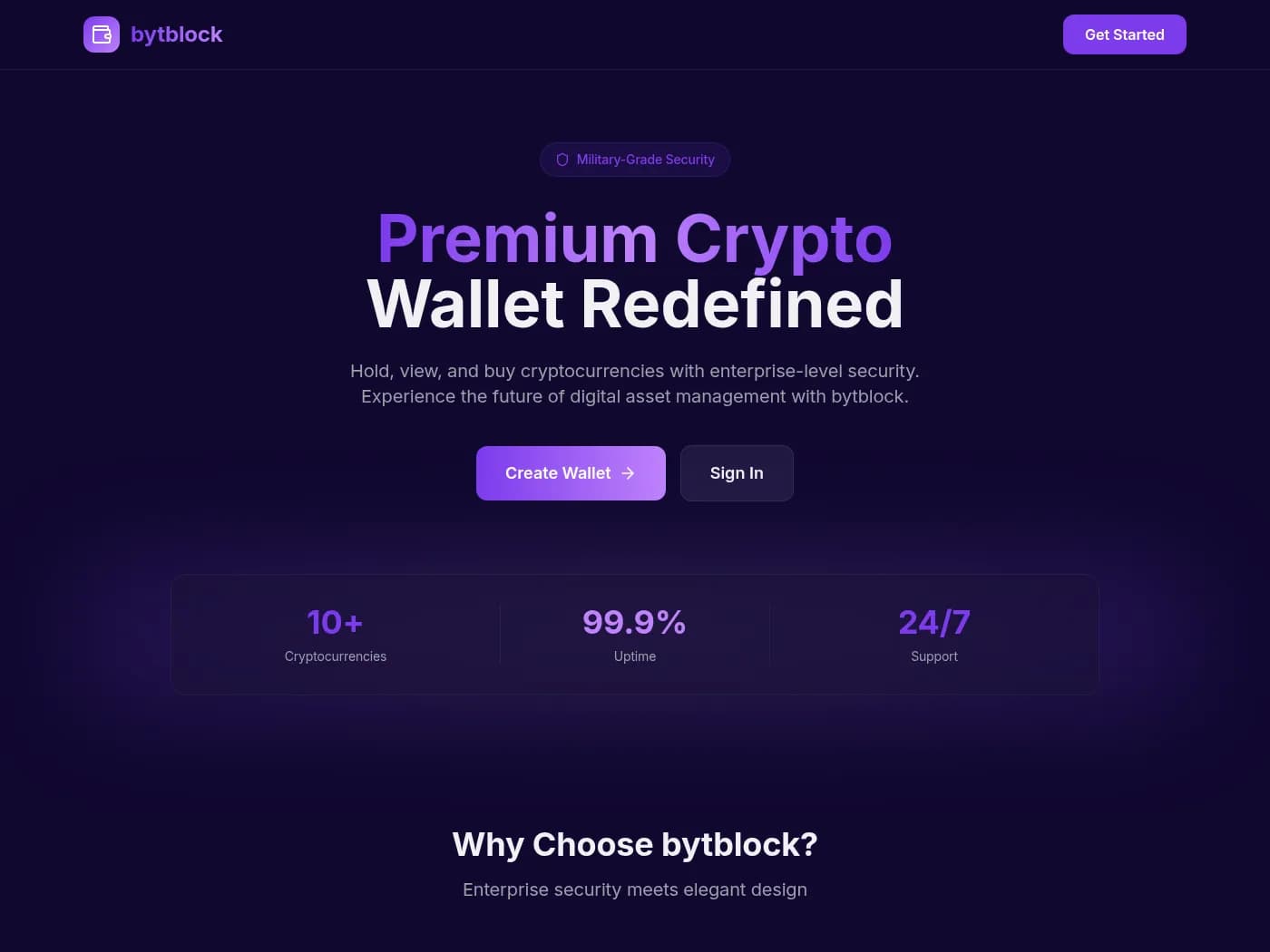 bytblock: Premium Secure Crypto Wallet Site