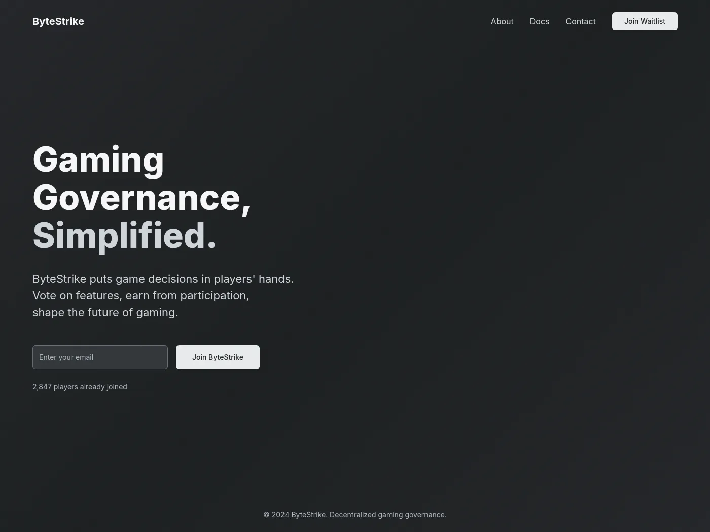ByteStrike Minimalist Hero Landing Page