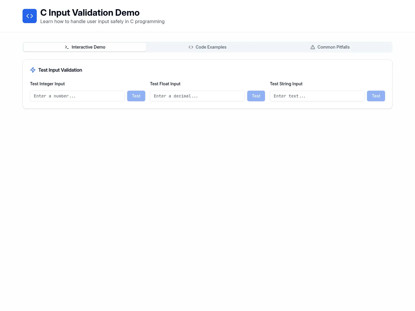 C Input Validation Demo