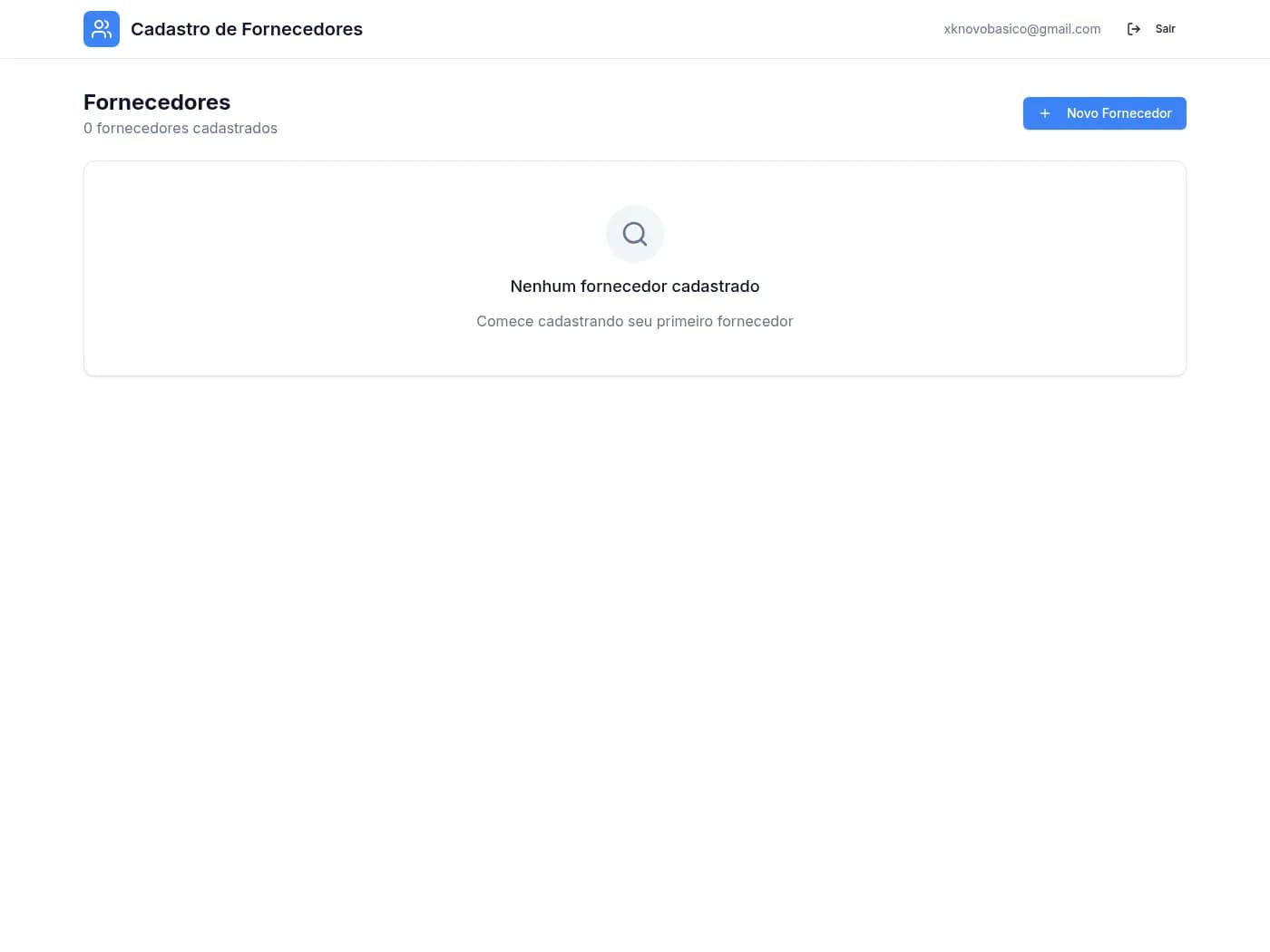 Cadastro de Fornecedores