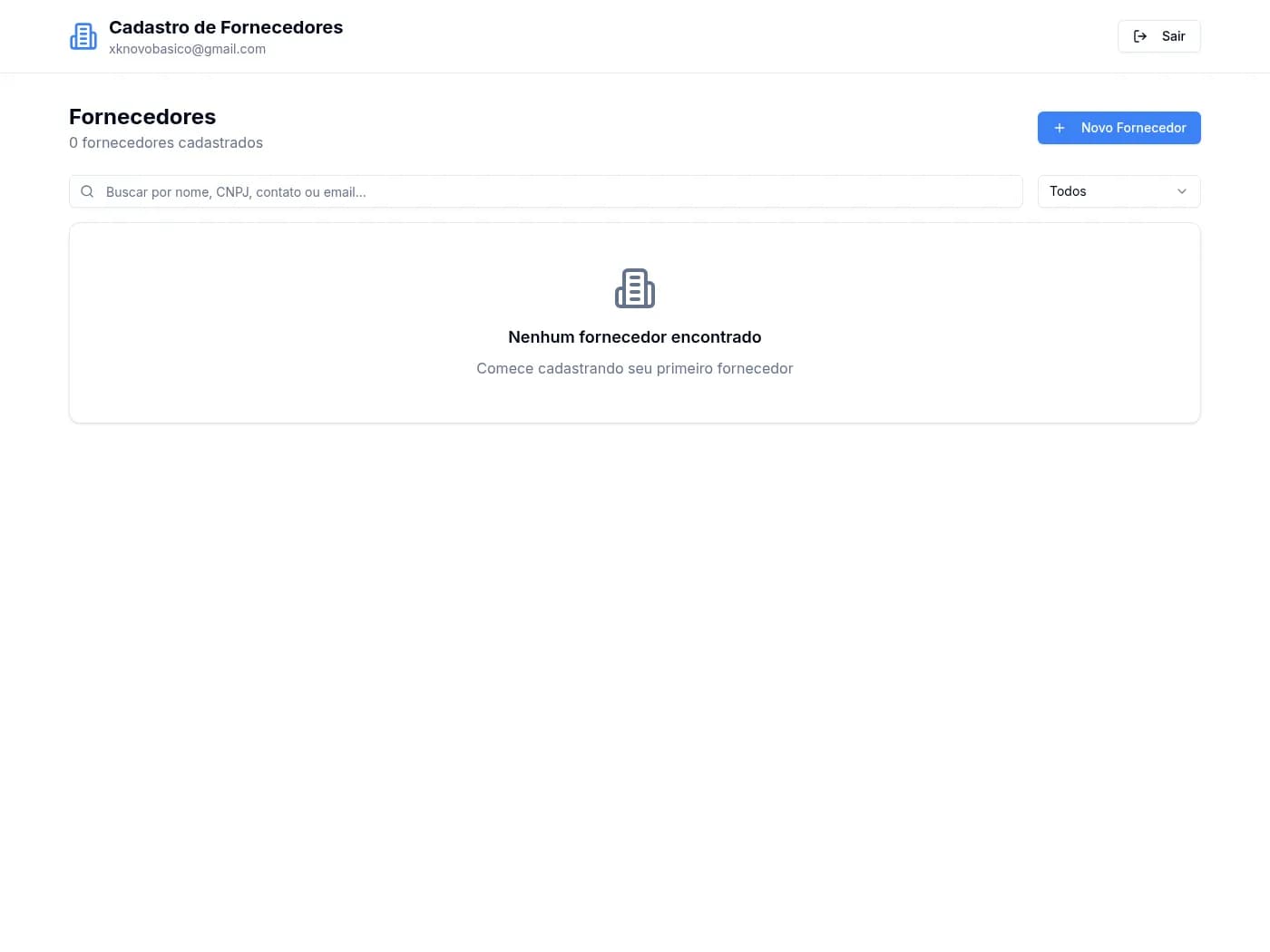 Sistema de Cadastro de Fornecedores