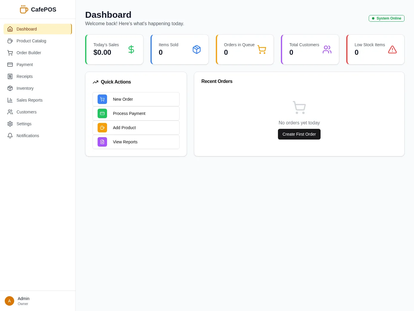 Cafe POS & Management Dashboard