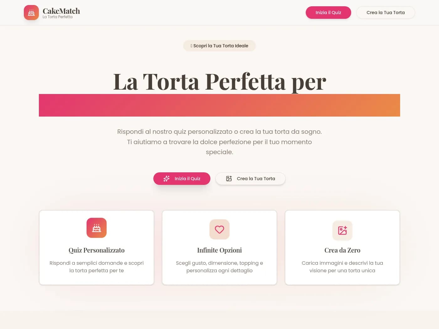 CakeMatch: Il Quiz delle Torte Ideali per la tua Pasticceria
