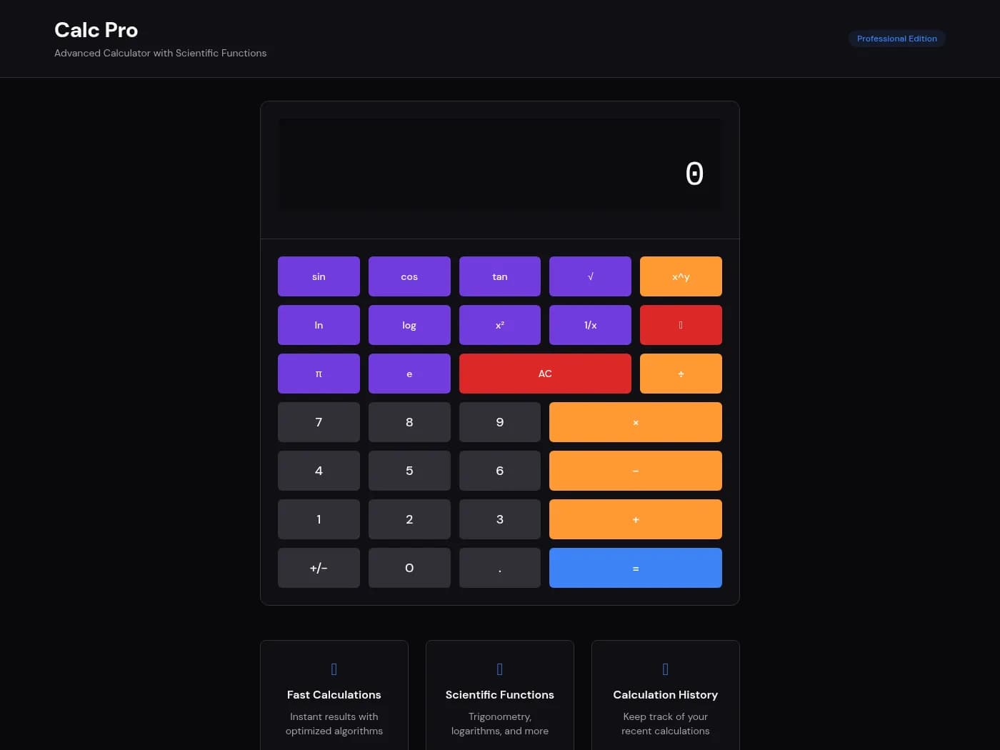 Calc Pro: Advanced Calculator Web App
