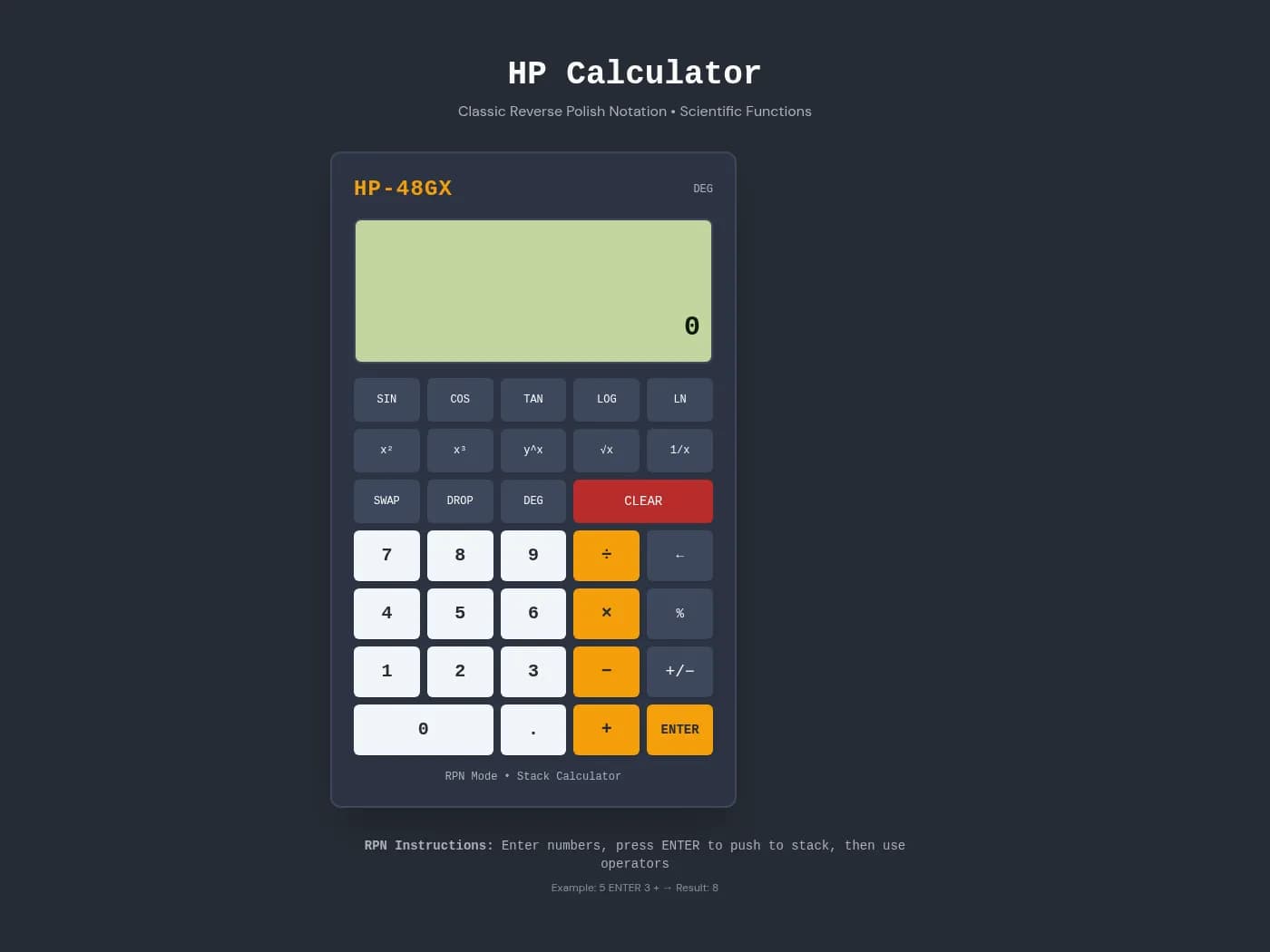 HP-style Calculator Web App