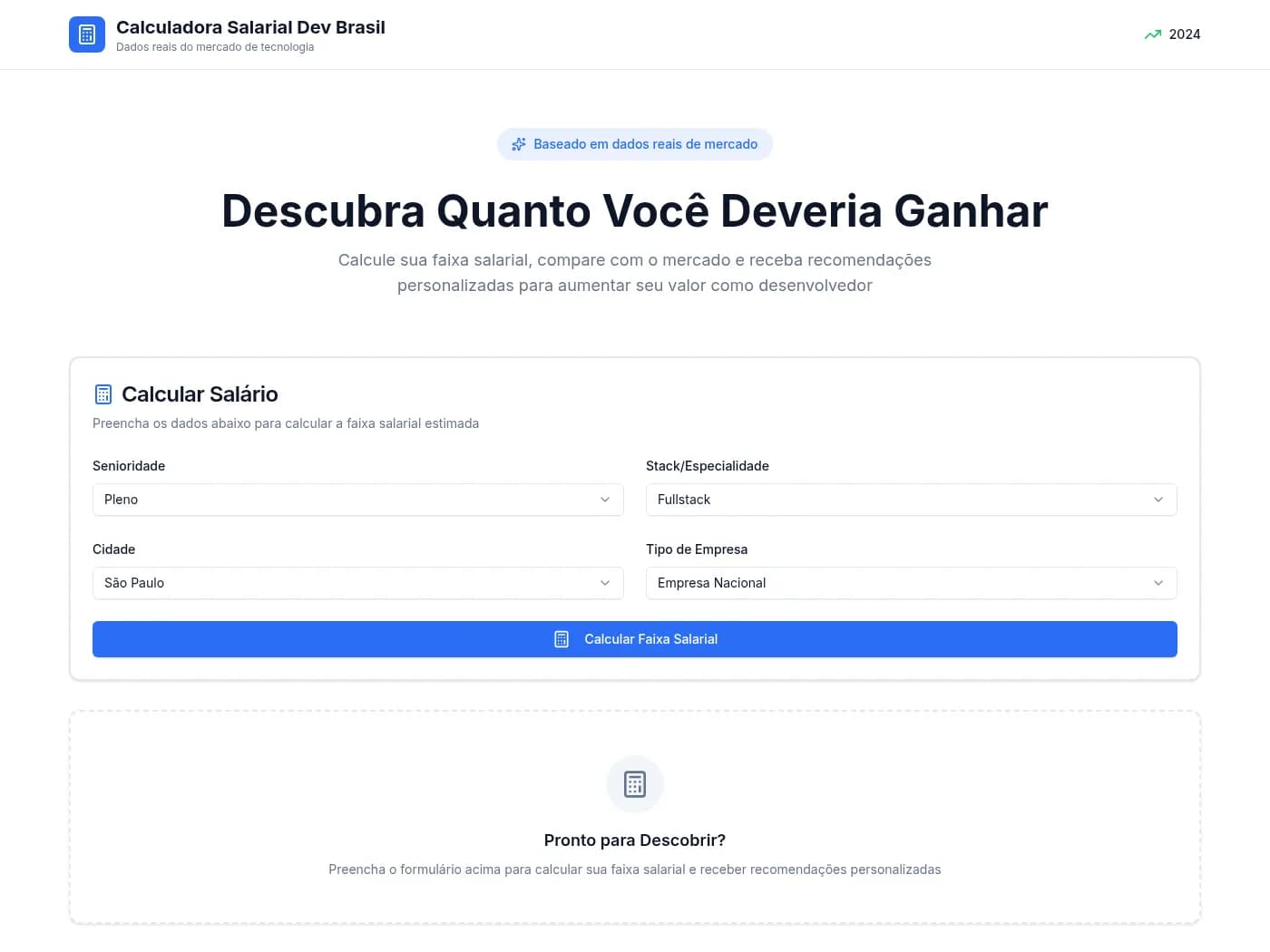 Calculadora Salarial para Desenvolvedores Brasileiros
