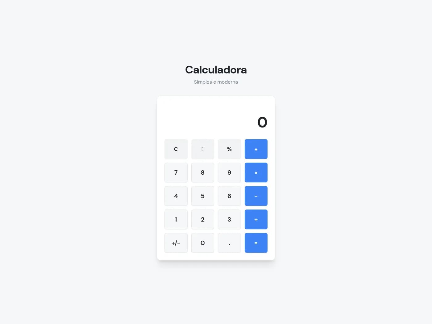 Calculadora Simples em HTML e JavaScript