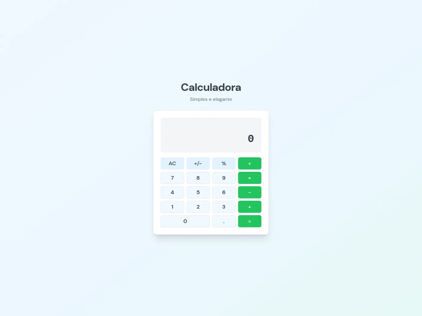 Calculadora Simples em HTML e JavaScript