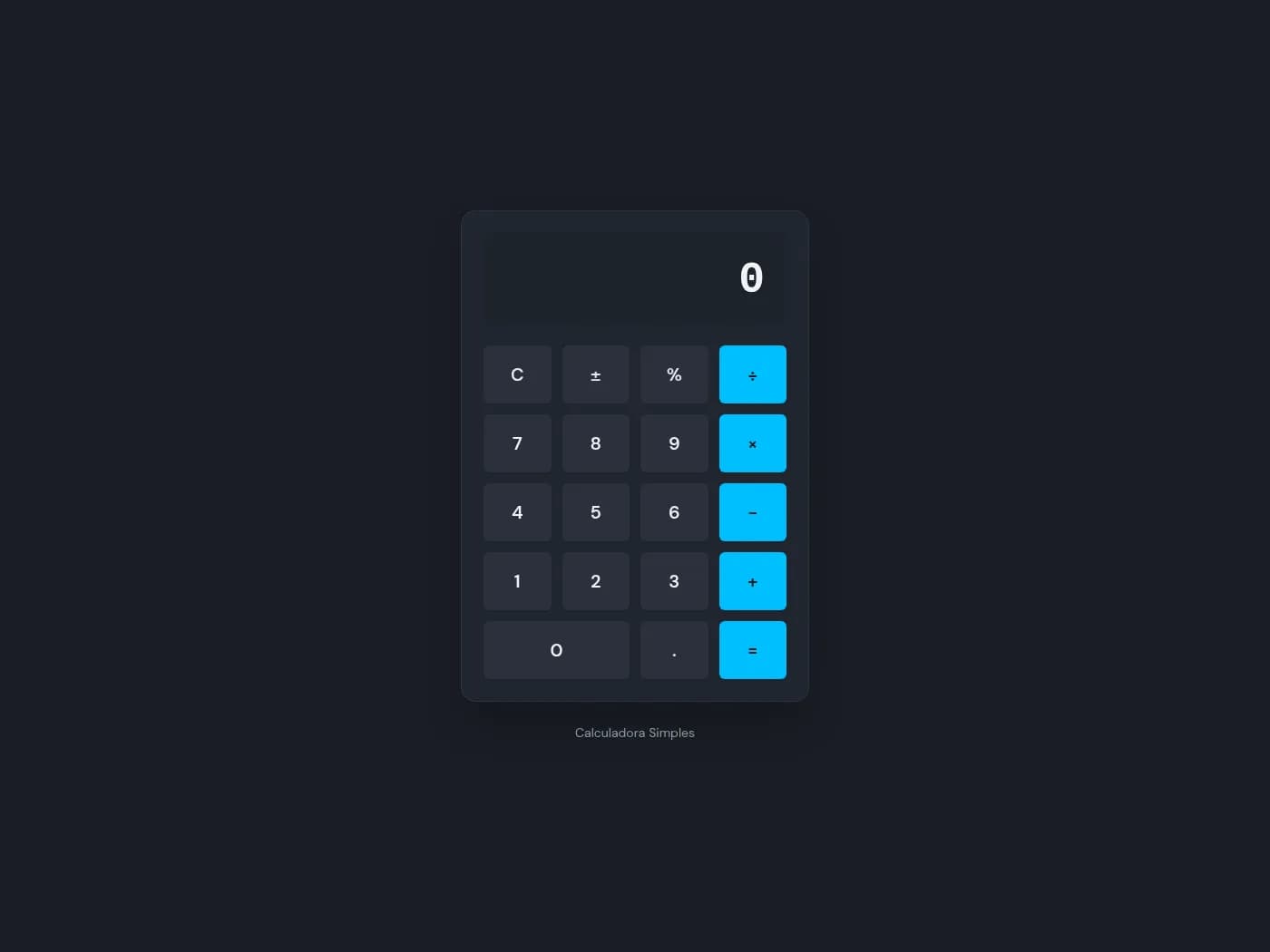 Calculadora Simples com Tema Escuro
