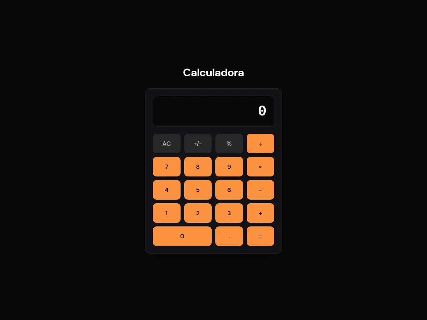 Calculadora Simples com Tema Escuro