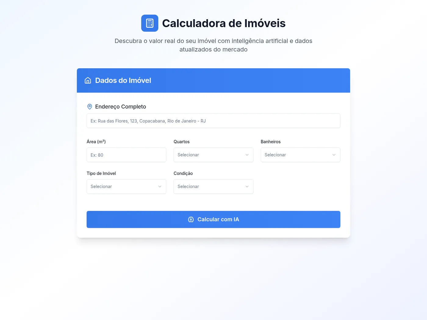 Calculadora Digital de Valor de Imóveis com IA