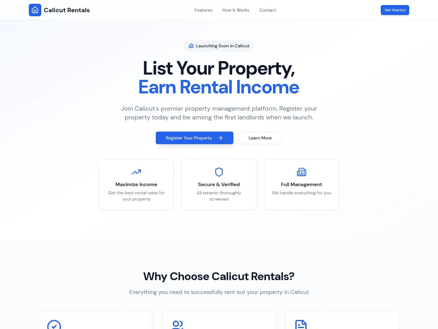 Calicut Homeowner Lead Capture & Rental Survey Website