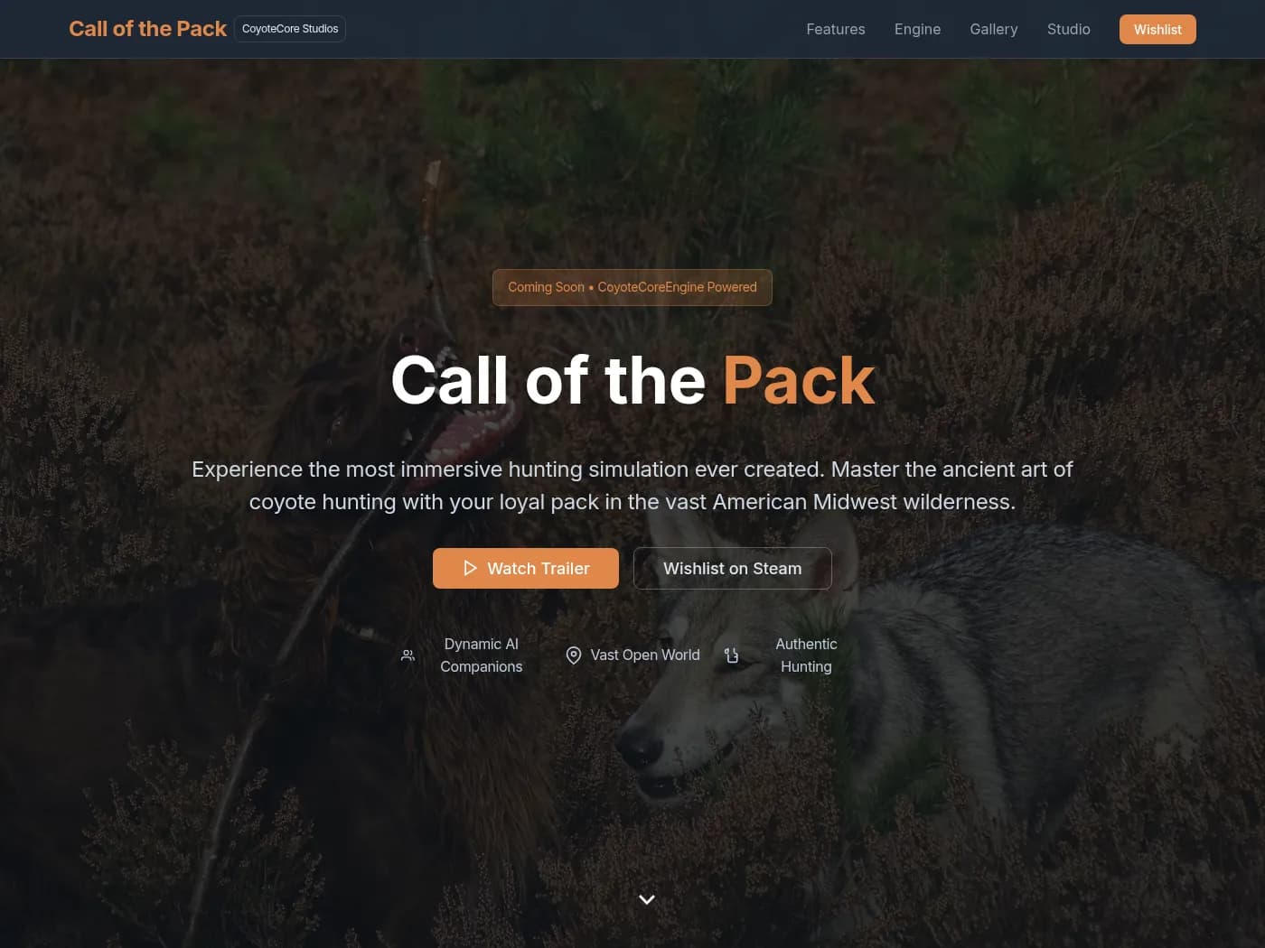 Call of the Pack: Immersive Coyote Hunting Game Website