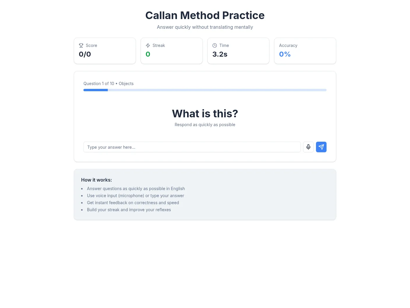 Callan Method Interactive English Practice App