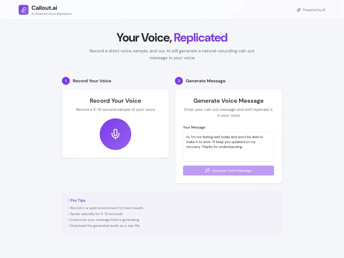 Callout.ai: AI-Powered Voice Replica for Smart Call-outs