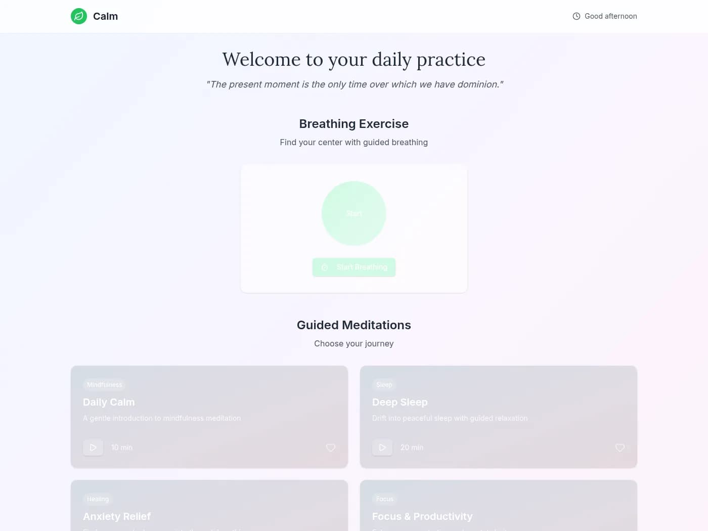Calm App Clone
