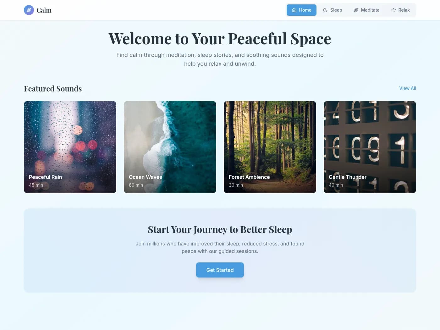 Calm App Clone for Sleep, Meditation, and Relaxation