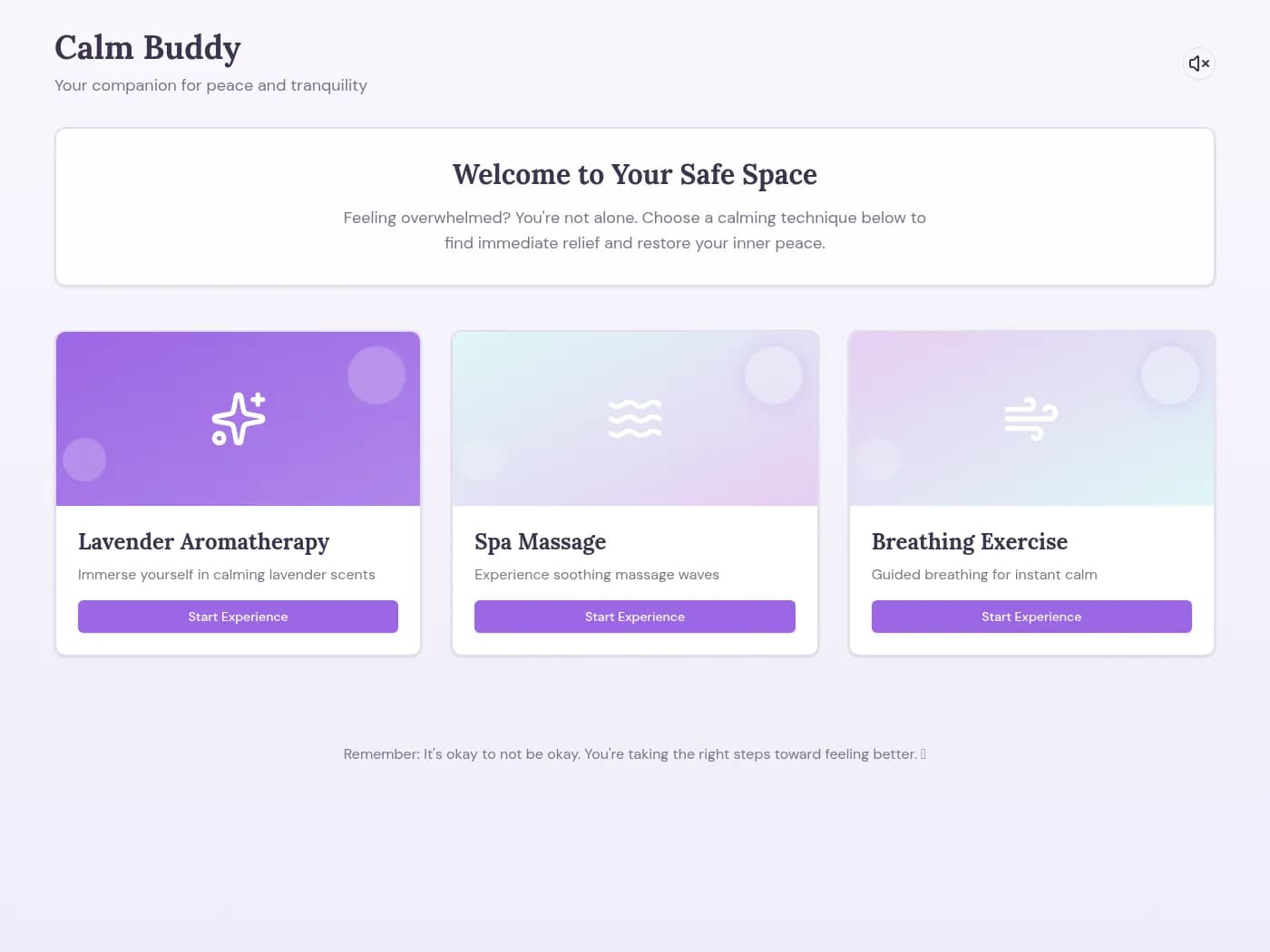 Calm Buddy: Soothing Techniques Interactive App