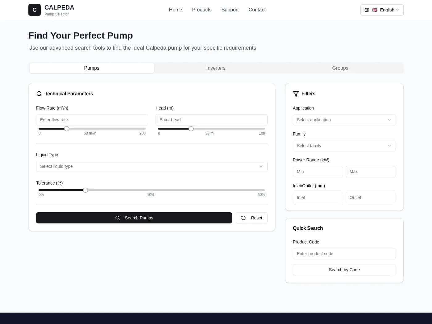 Calpeda Pump Selector Web App