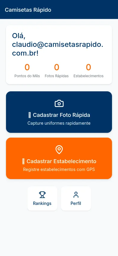 Camisetas Rápido Lead Generator & Gamified Field App