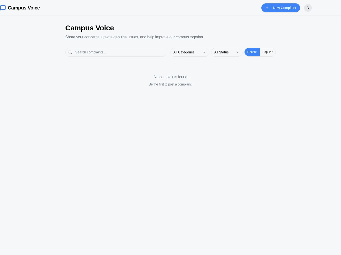 Campus Complaints & Upvote Portal