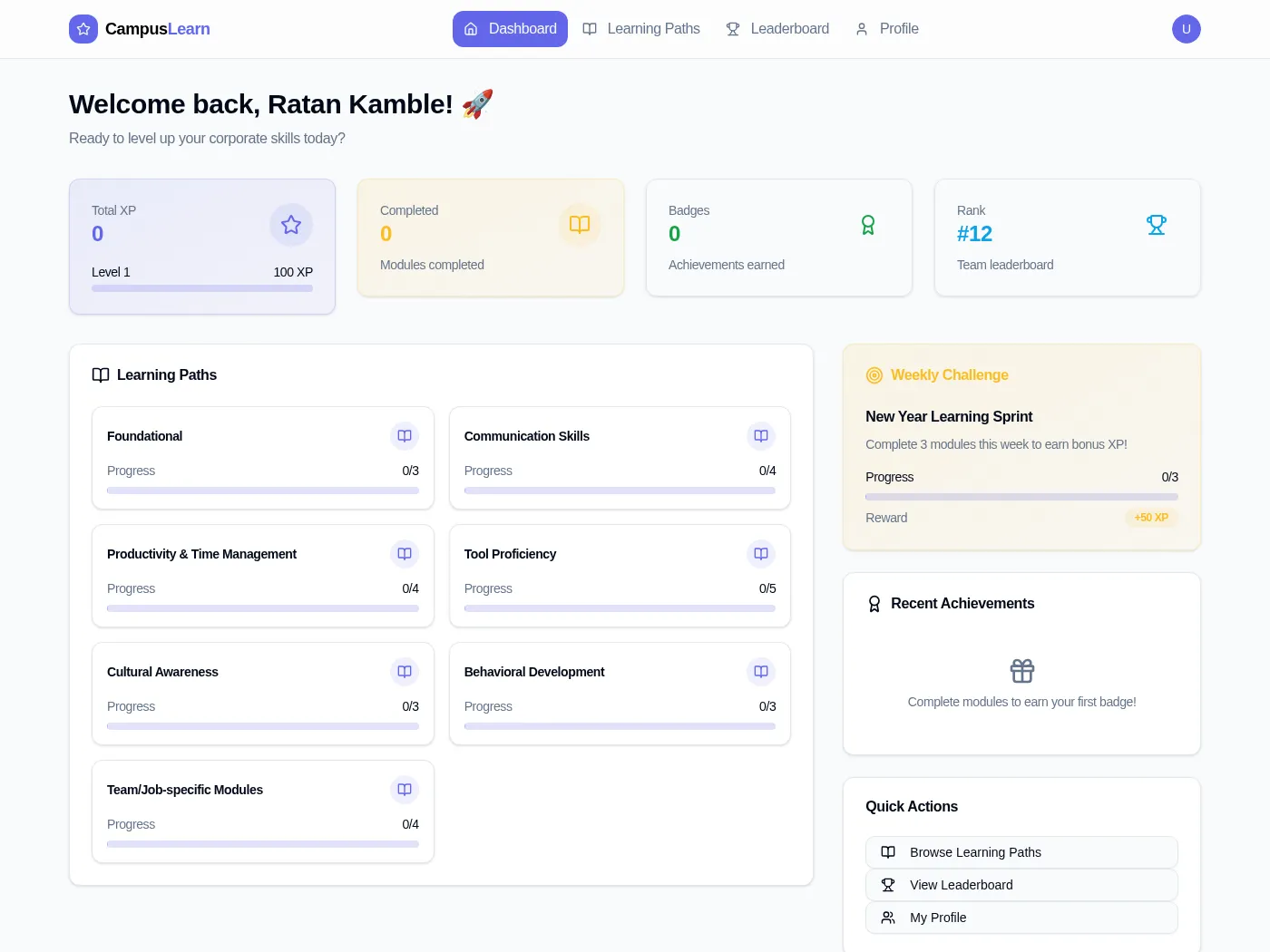 Campus-to-Corporate Gamified Learning & Assessment Platform