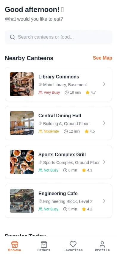 CampusBite - University Food Ordering & Canteen Locator App