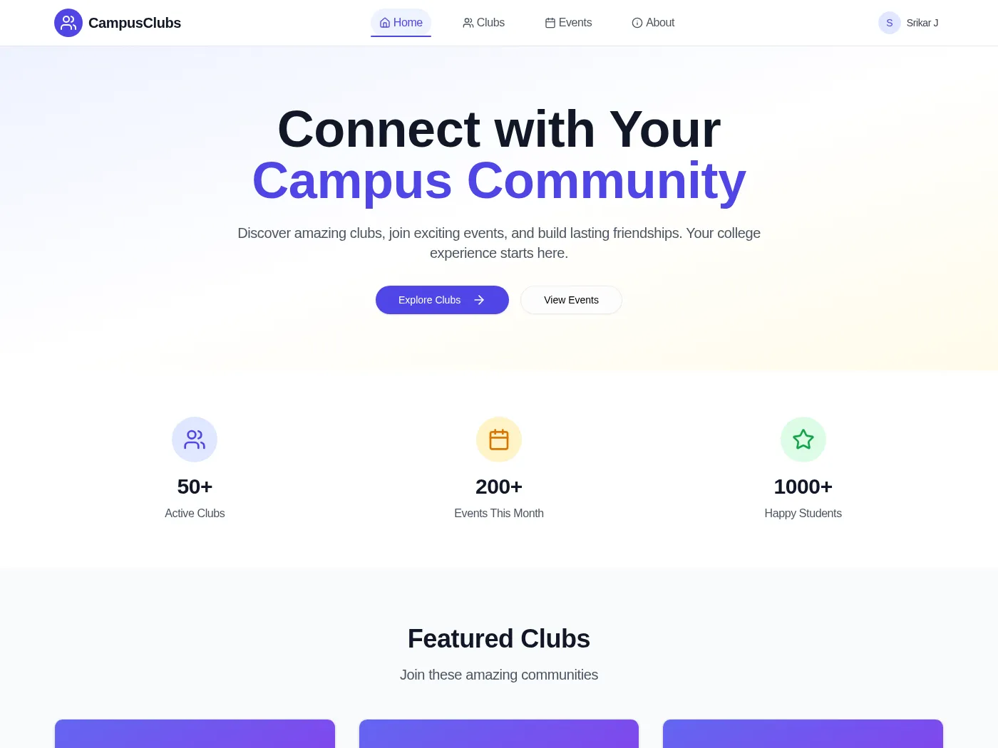 CampusClubs Connect: Modern College Club Platform