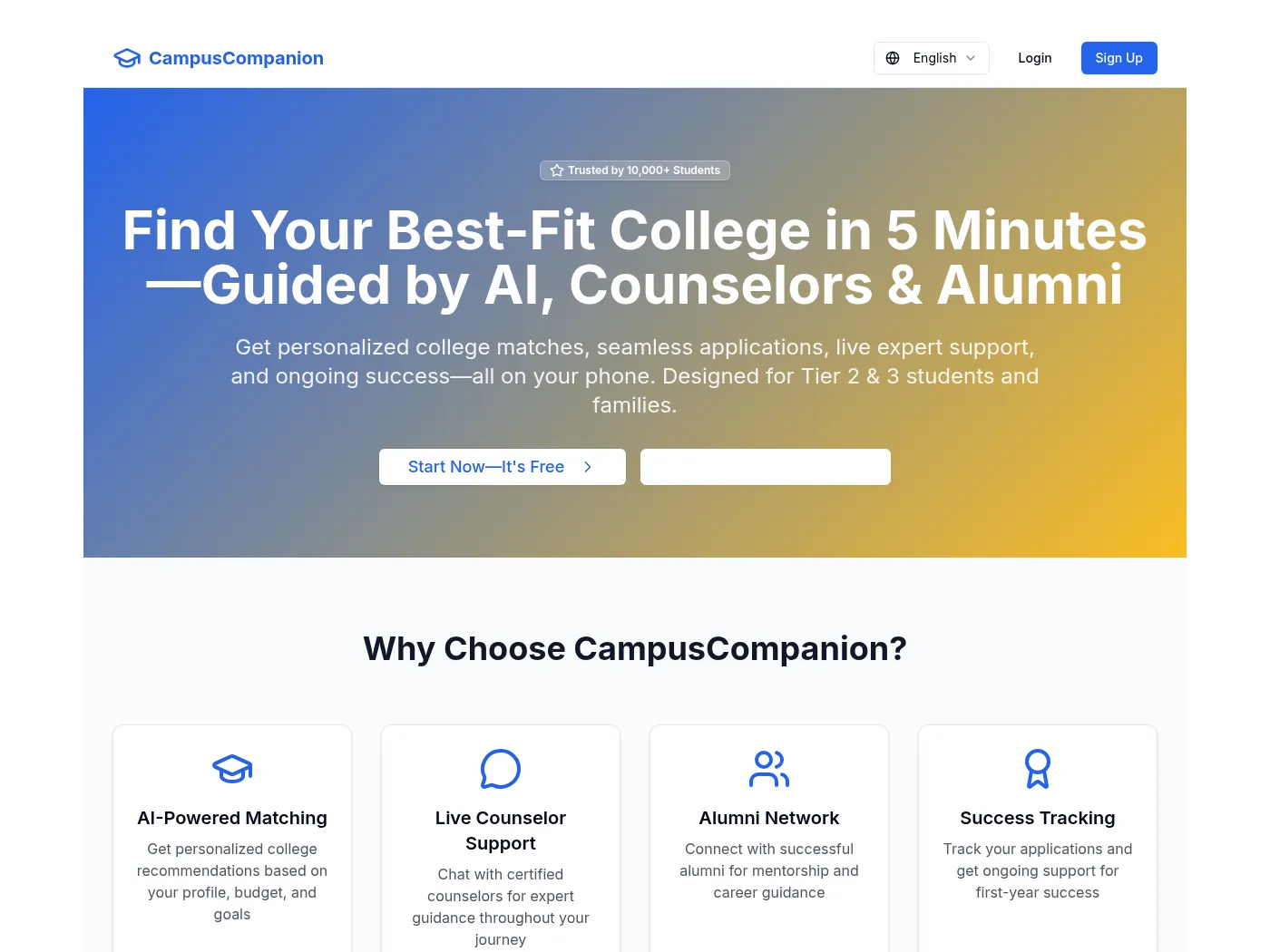 CampusCompanion: AI-Powered College Discovery & Success Platform
