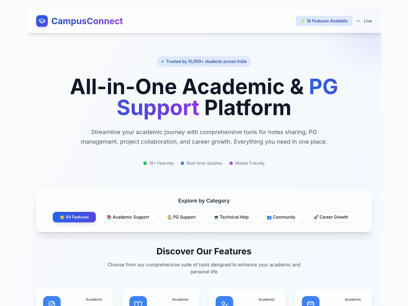 CampusConnect: All-in-One Academic & PG Support Platform