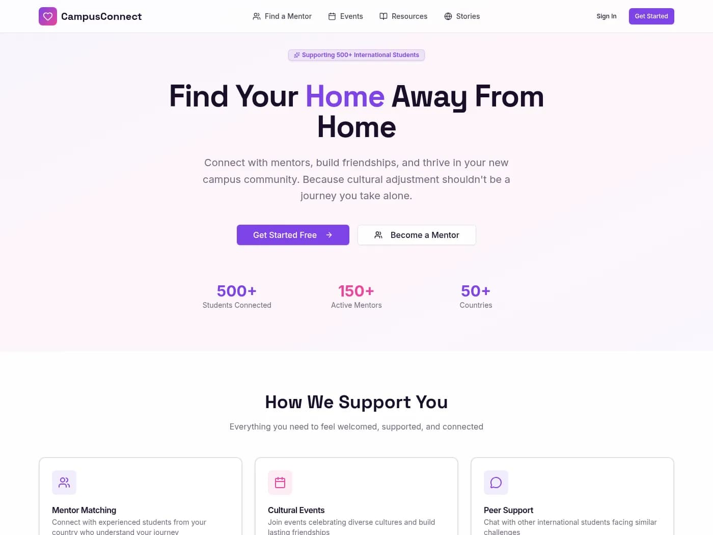 CampusConnect: Supporting International Student Adjustment