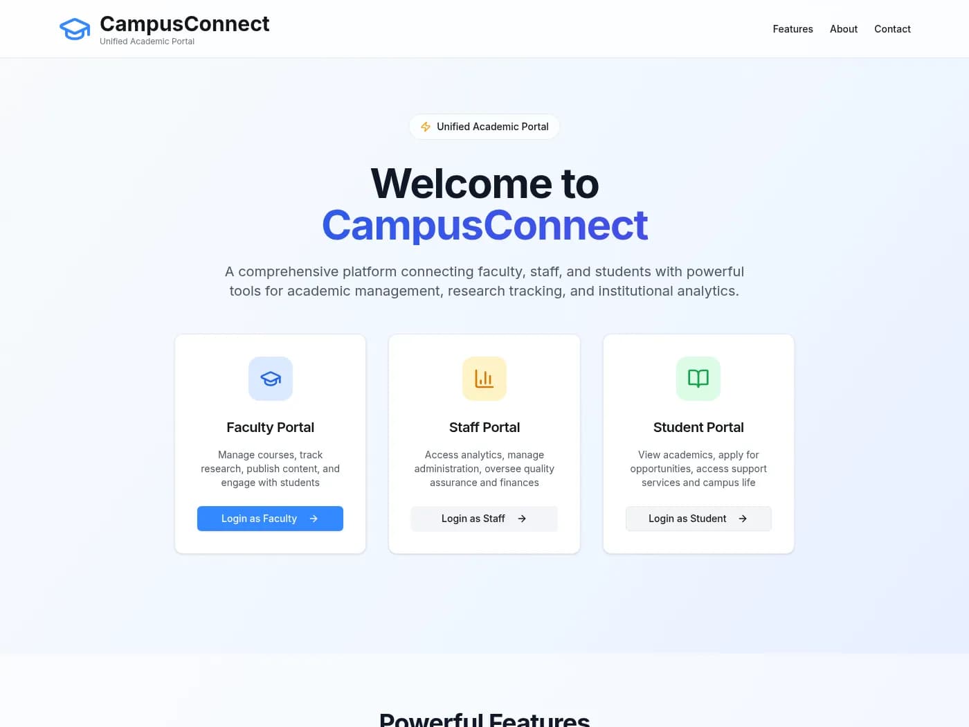 CampusConnect: Unified Academic Portal for Faculty, Staff & Students