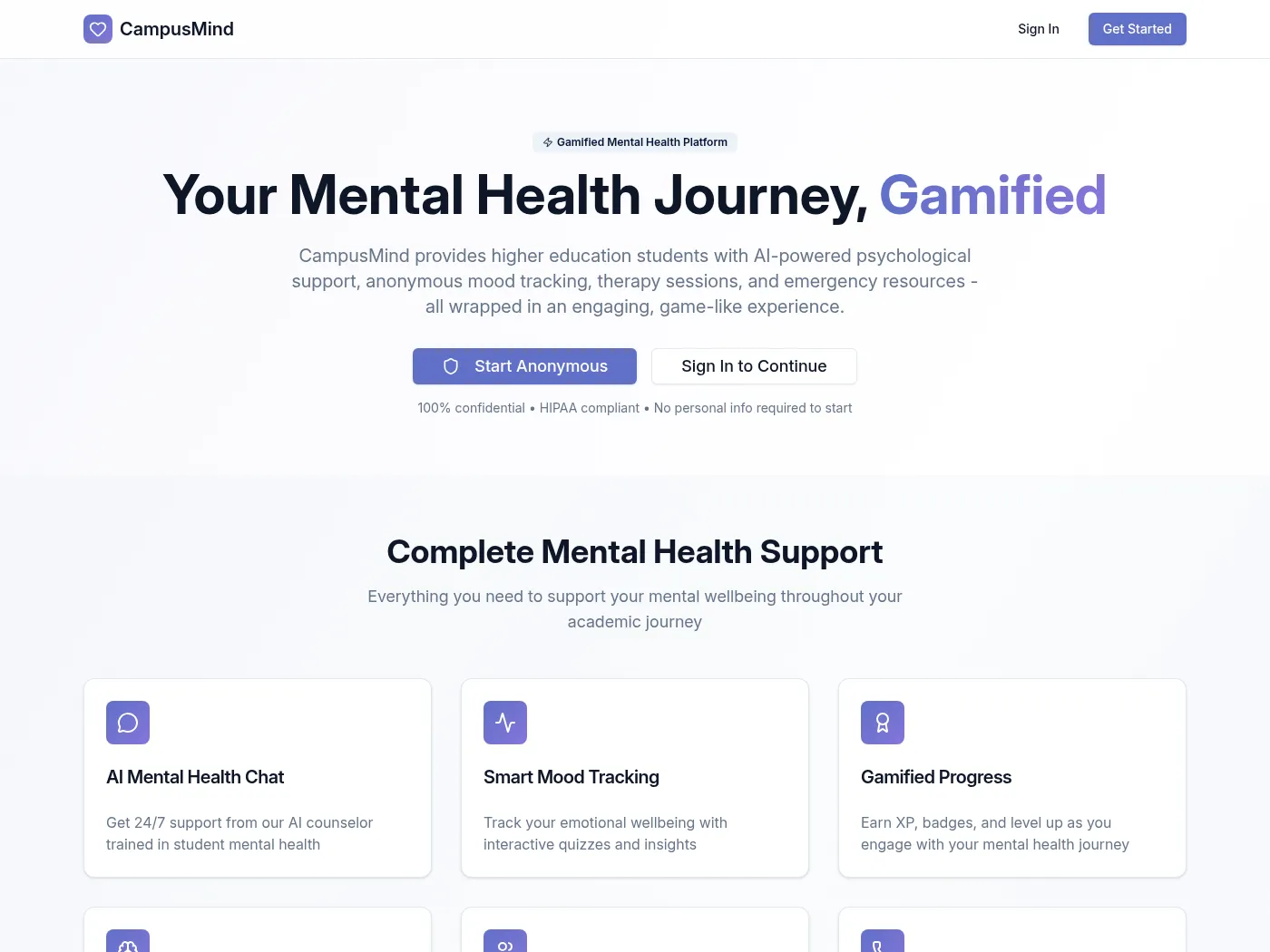 CampusMind: Gamified Student Mental Health Support Platform