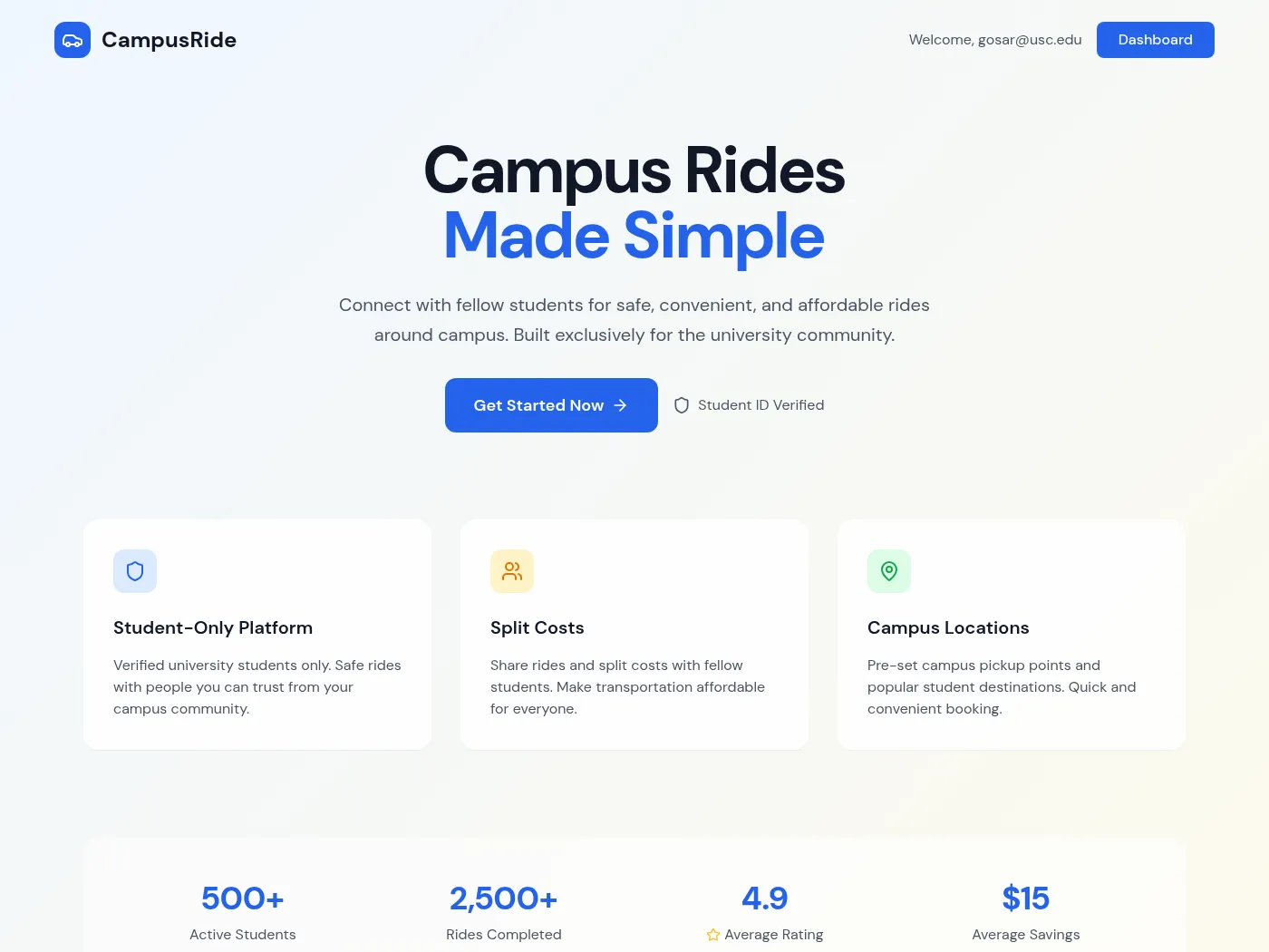 CampusRide – Student Ridesharing Platform