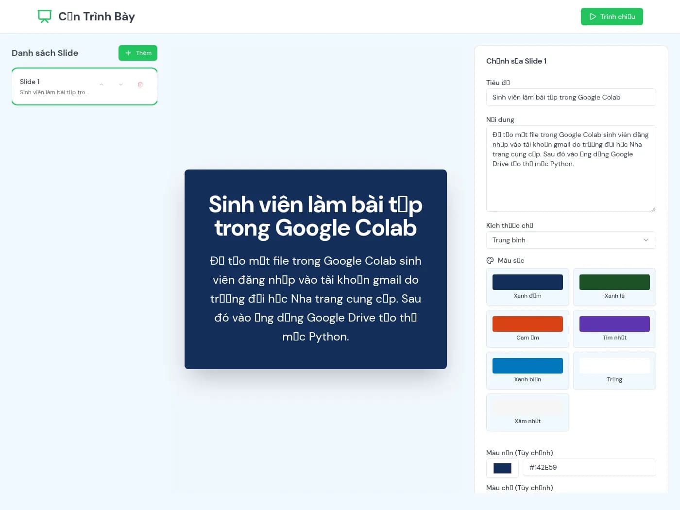 Cần Trình Bày Presentation Tool