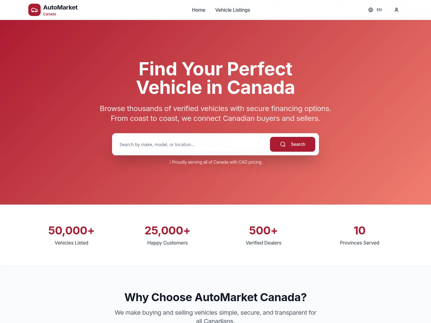 Canada Auto Marketplace Platform