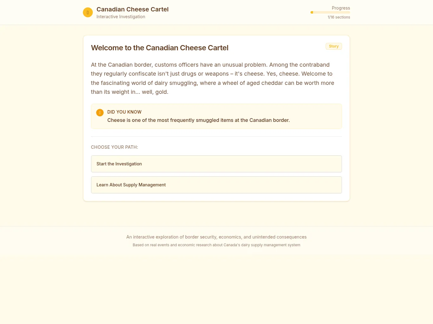 Canadian Cheese Cartel Interactive Story
