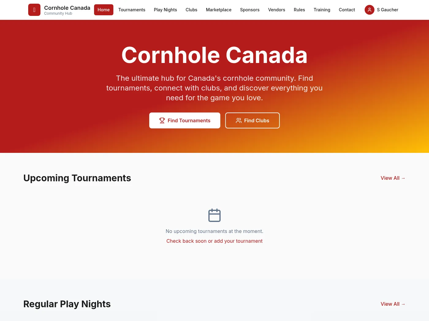 Canadian Cornhole Community Hub Web Application
