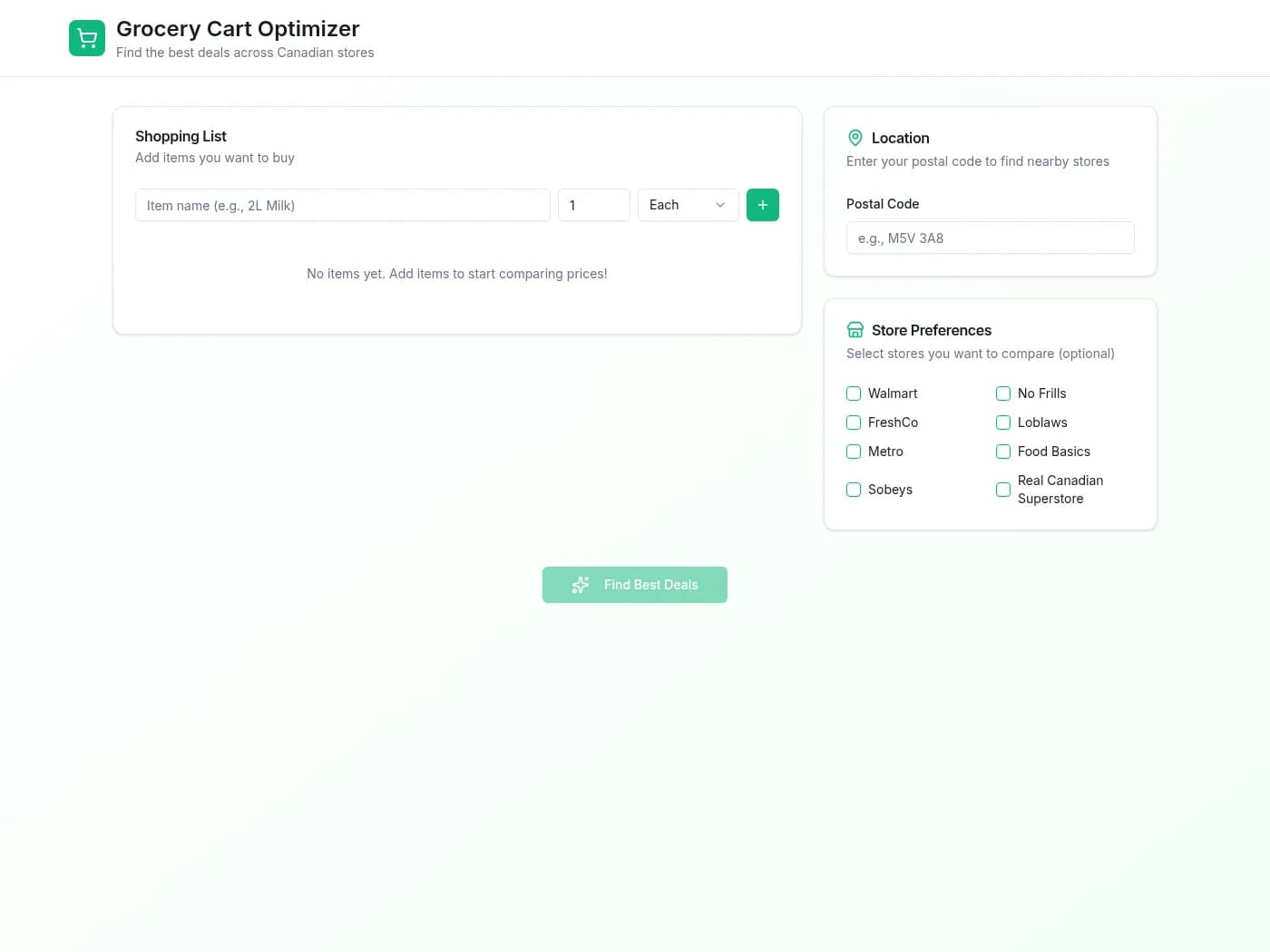 Grocery Cart Optimizer for Canadian Shoppers