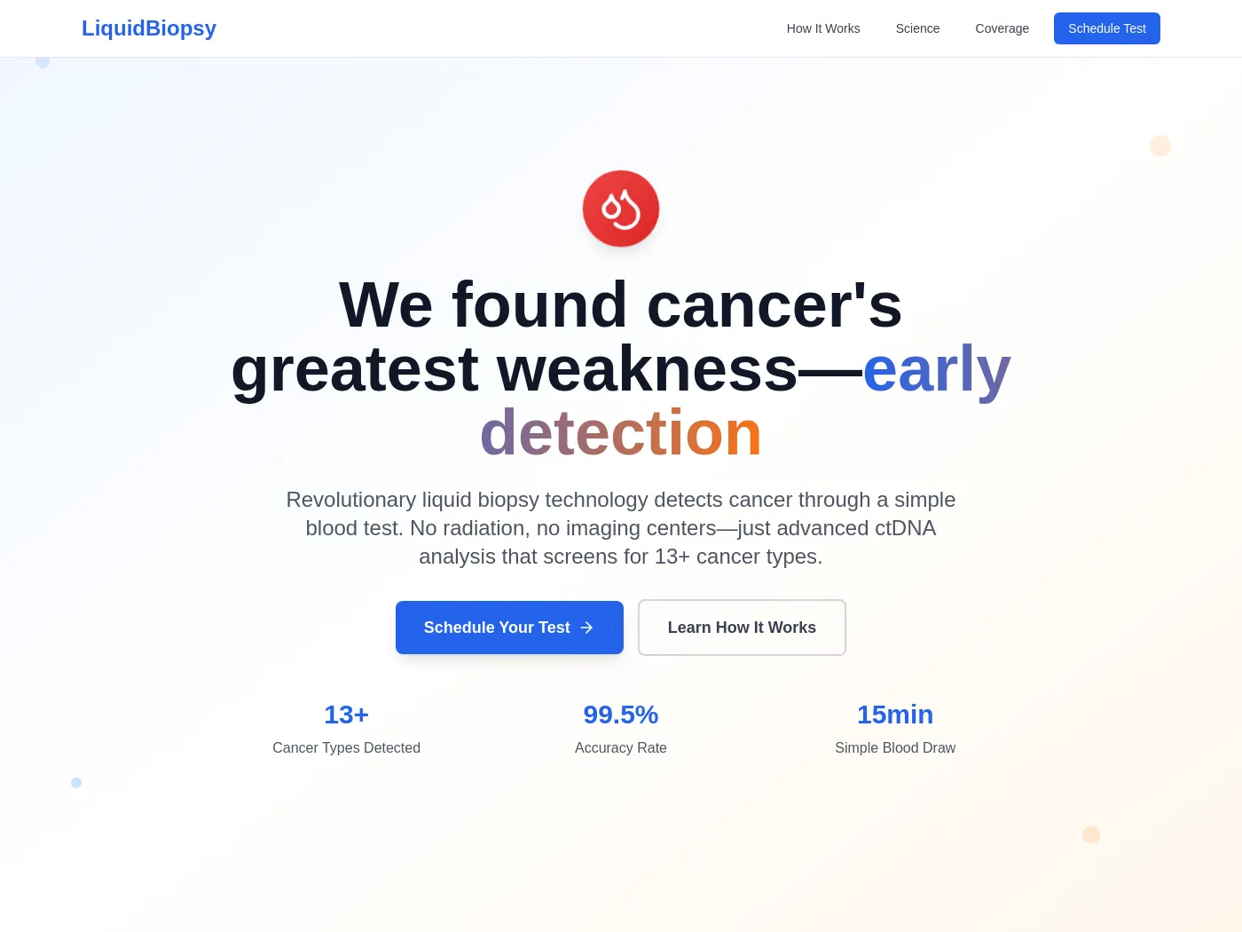 Cancer Early Detection via Liquid Biopsy – Interactive Webpage