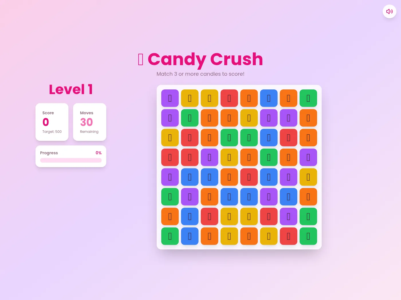 Candy Crush Web Game