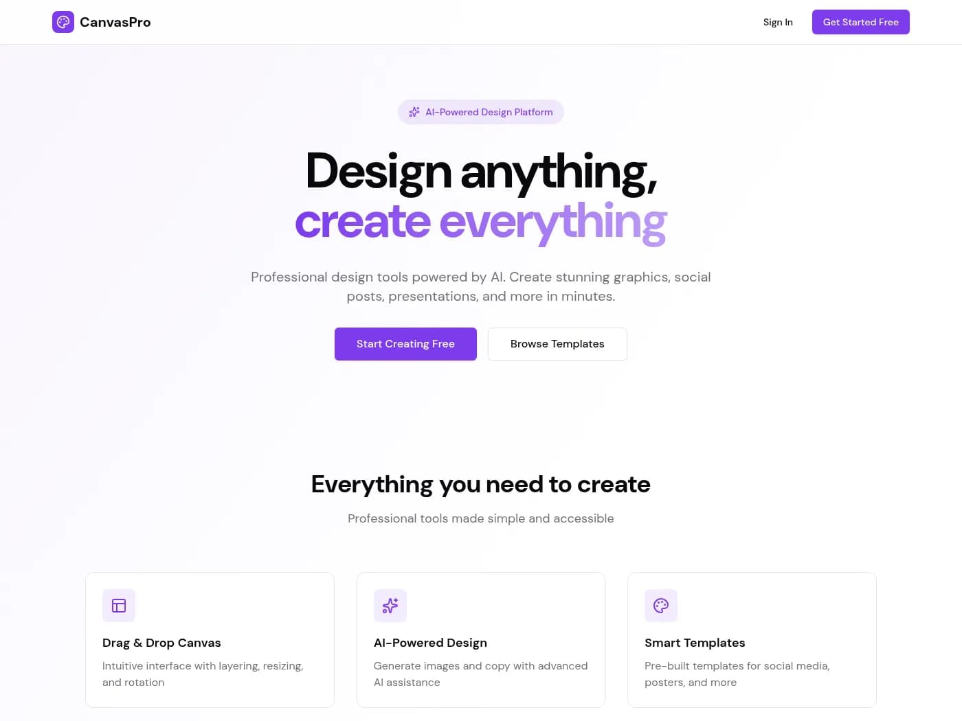 CanvasPro: AI-Powered Online Design Platform