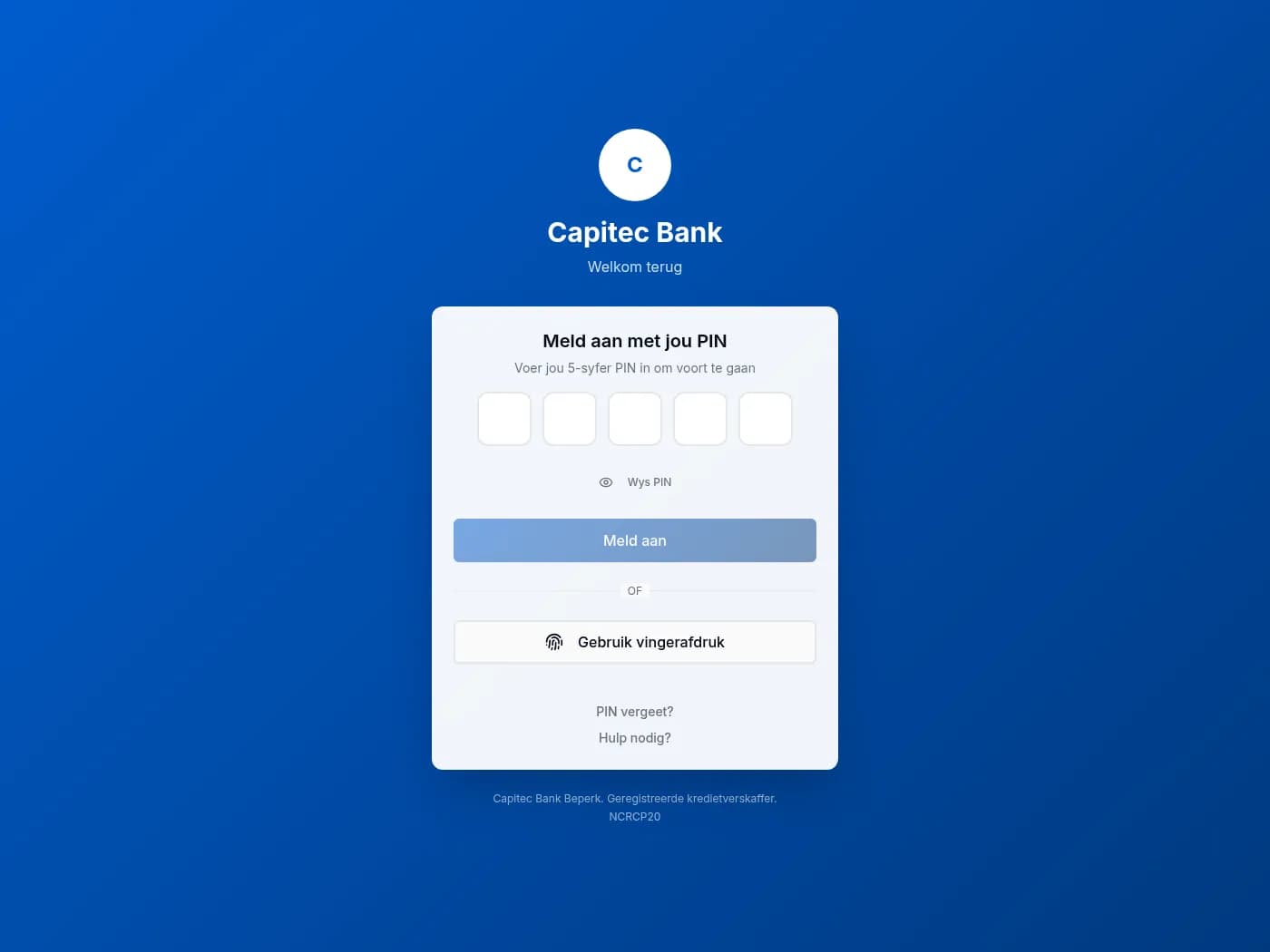 Capitec App Afrikaans Clone