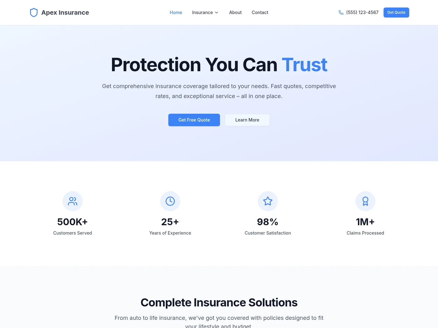 Modern Car Insurance Service Website