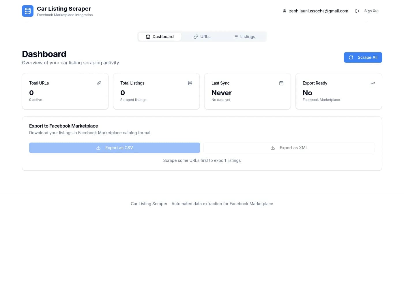 Car Listing Data Scraper & Facebook Marketplace Integration