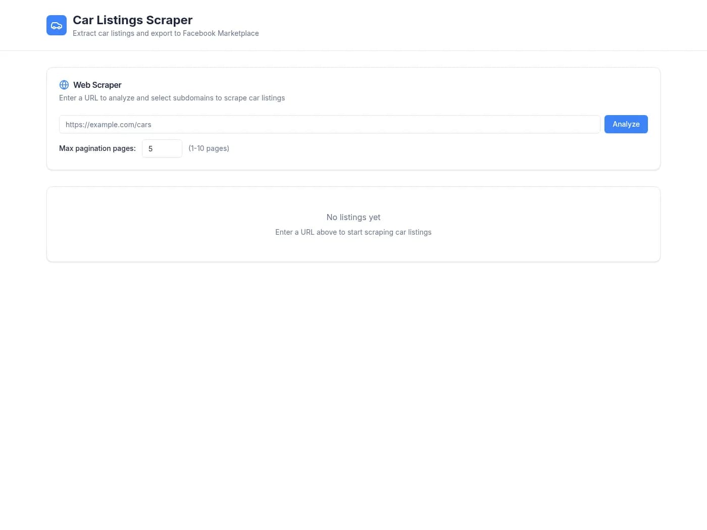 Car Listings Scraper & Facebook Marketplace Catalog Automator