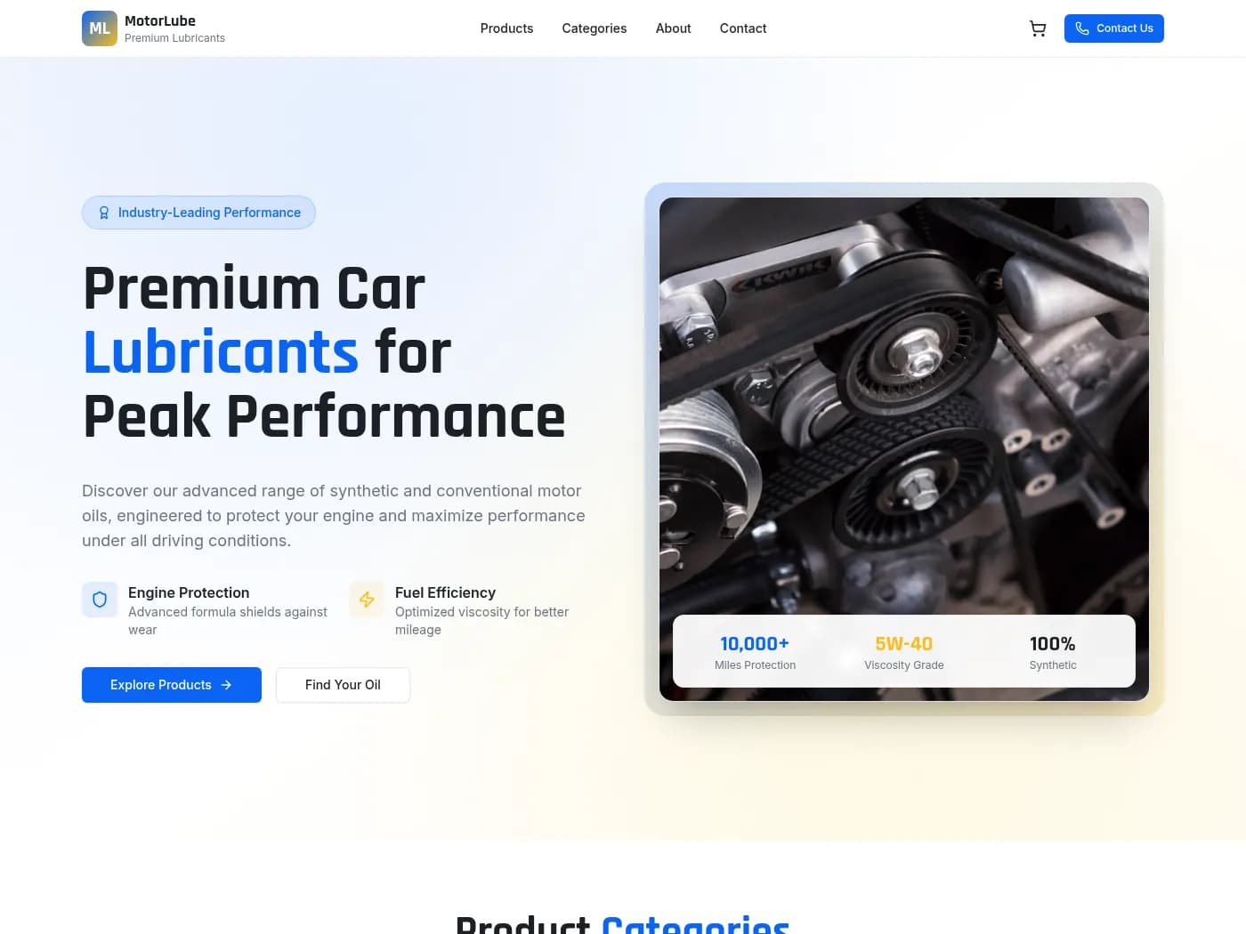 Car Lubricant Product Website