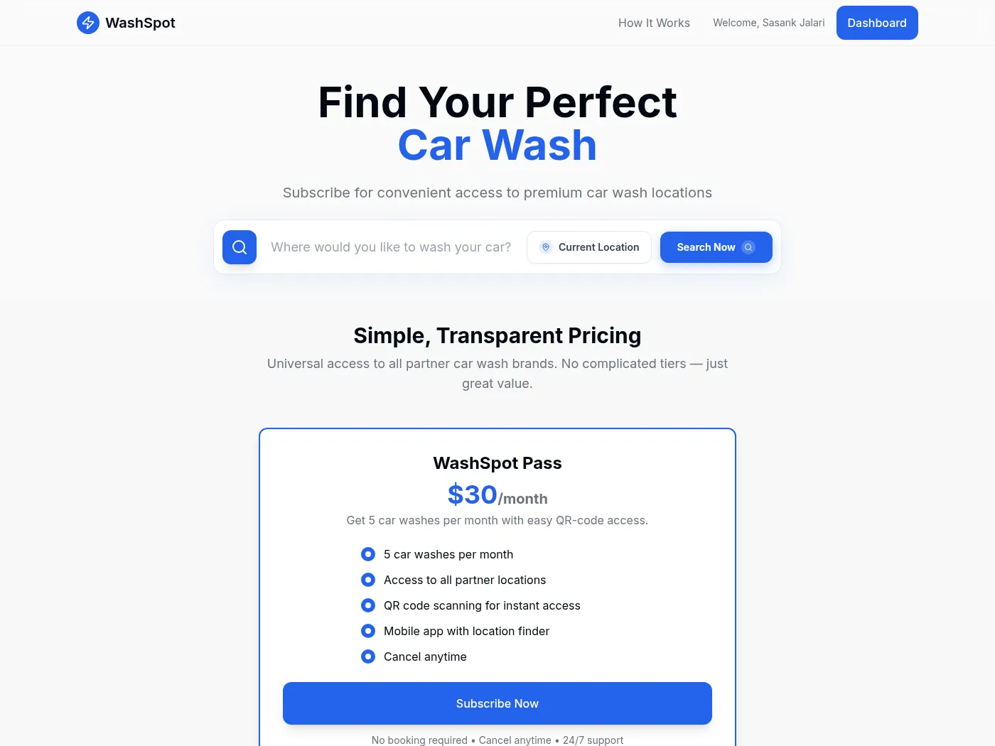 Car Wash Finder & Subscription Platform