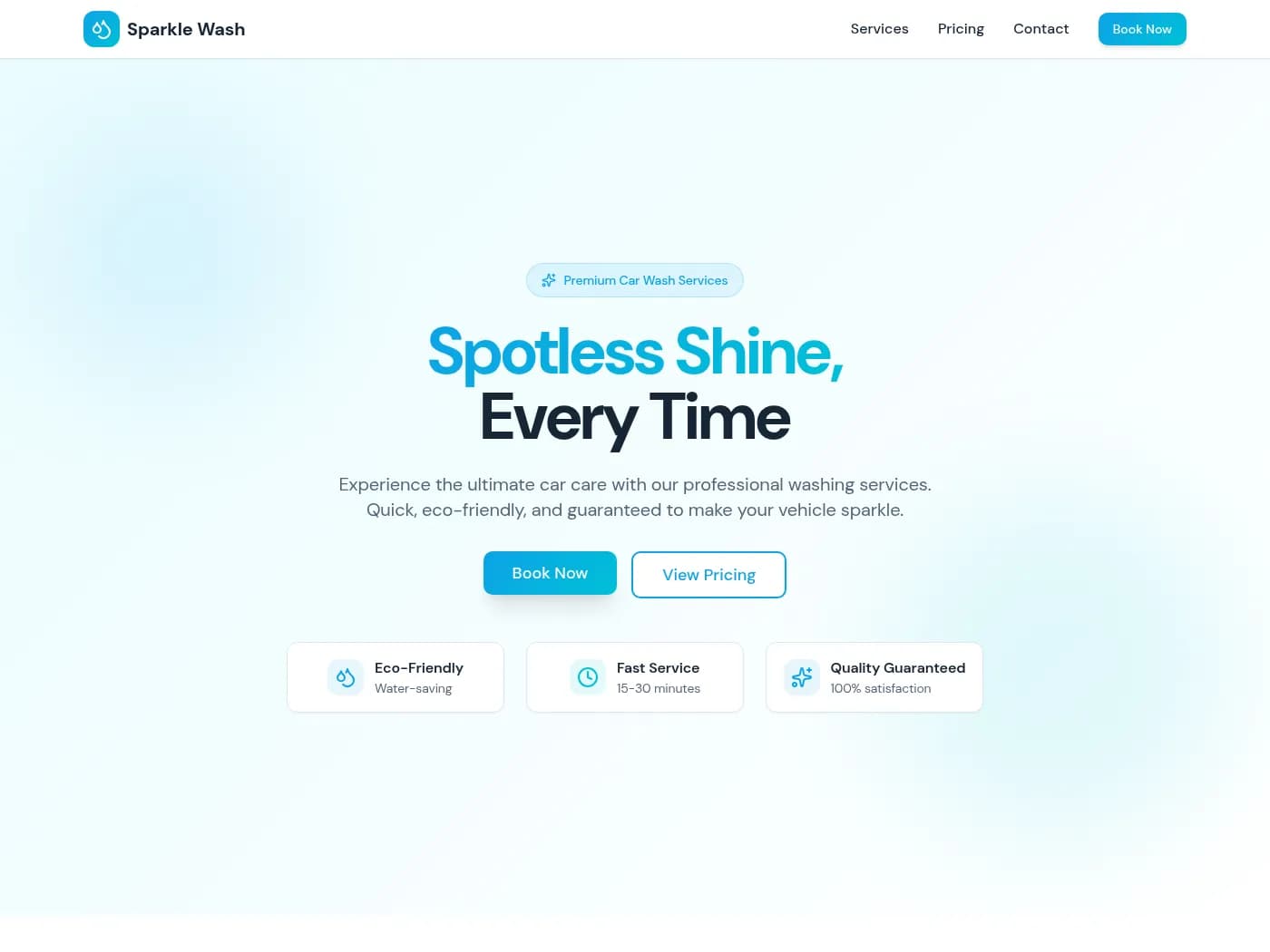 Car Wash Landing Page